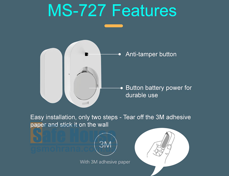 Беспроводной дверной / оконный датчик открытия MS-727